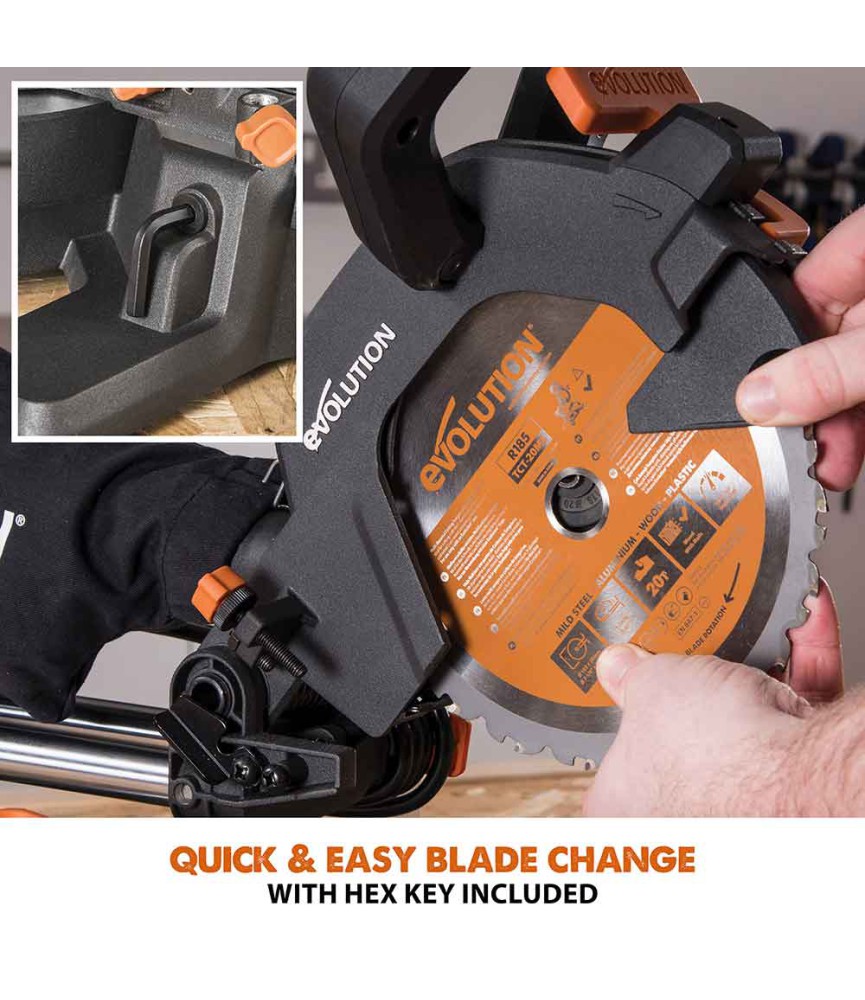 Piła ukośna Evolution R185SMS+ wielozadaniowa przecinarka do metalu i ...