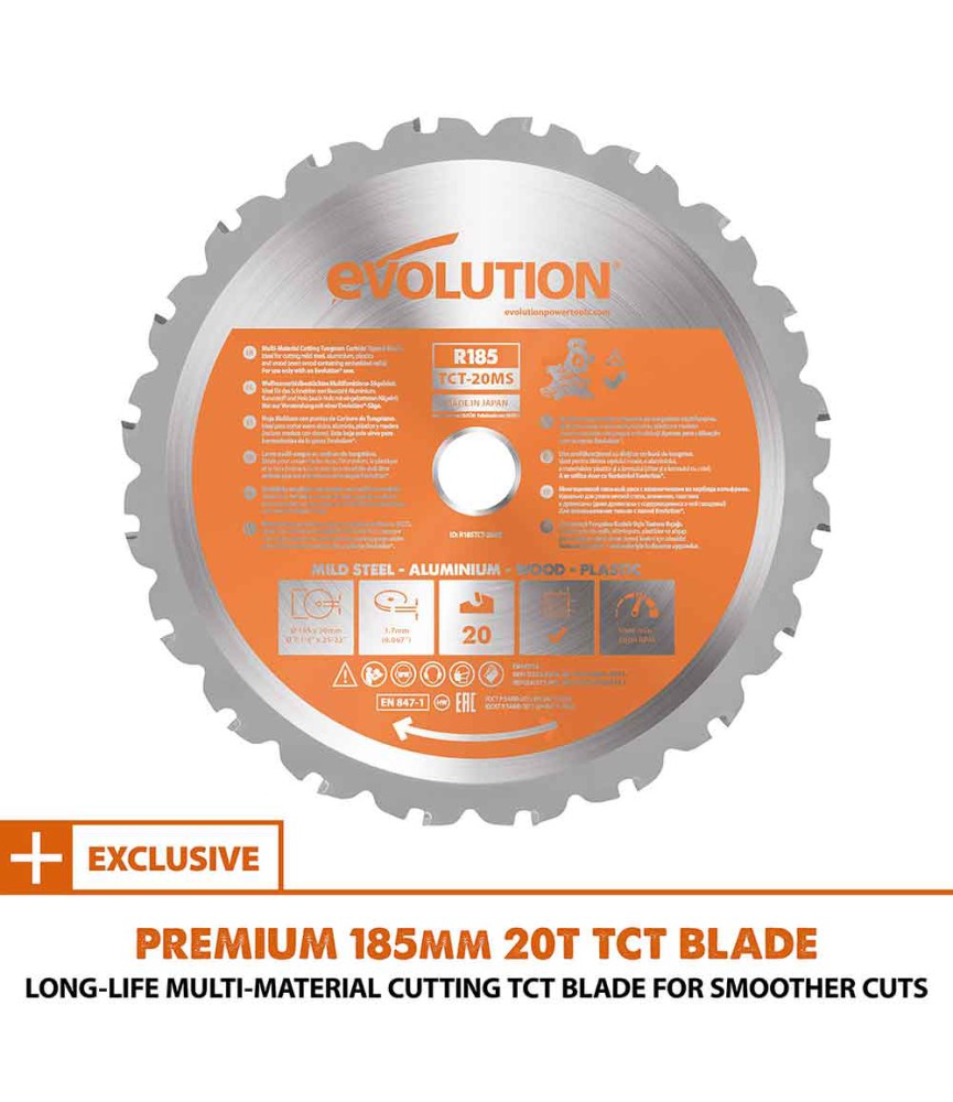 Piła ukośna Evolution R185SMS+ wielozadaniowa przecinarka do metalu i ...