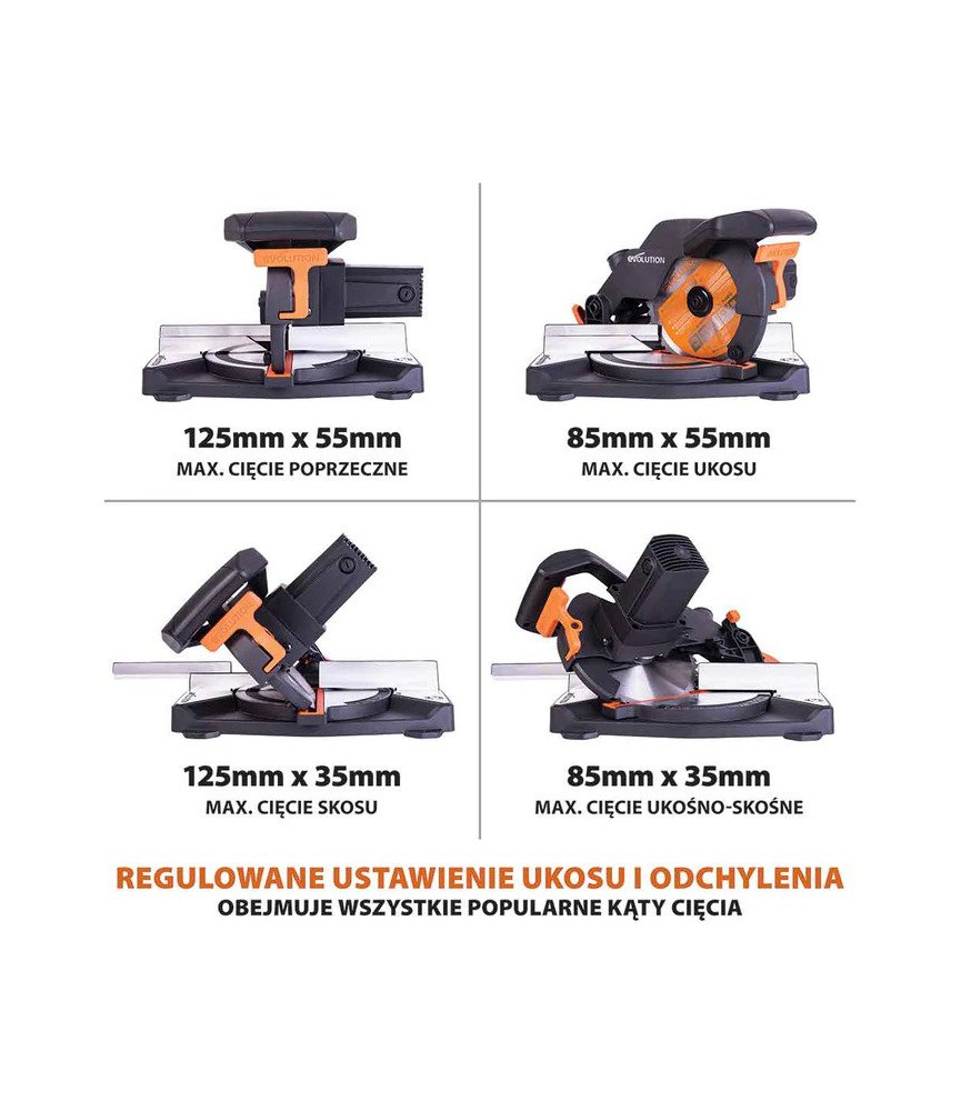 Wielozadaniowa piła ukośna Evolution R210CMS z tarczą RAGE 210mm WERSJA PLUS