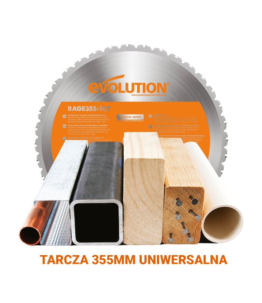 Wielozadaniowa przecinarka Evolution R355CPS z tarczą 355mm multi-material